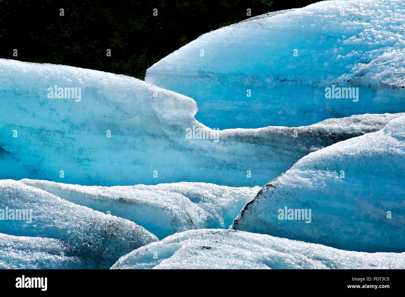 Abstract of turquoise blue ice and snow from Exit Glacier in Alaska ...