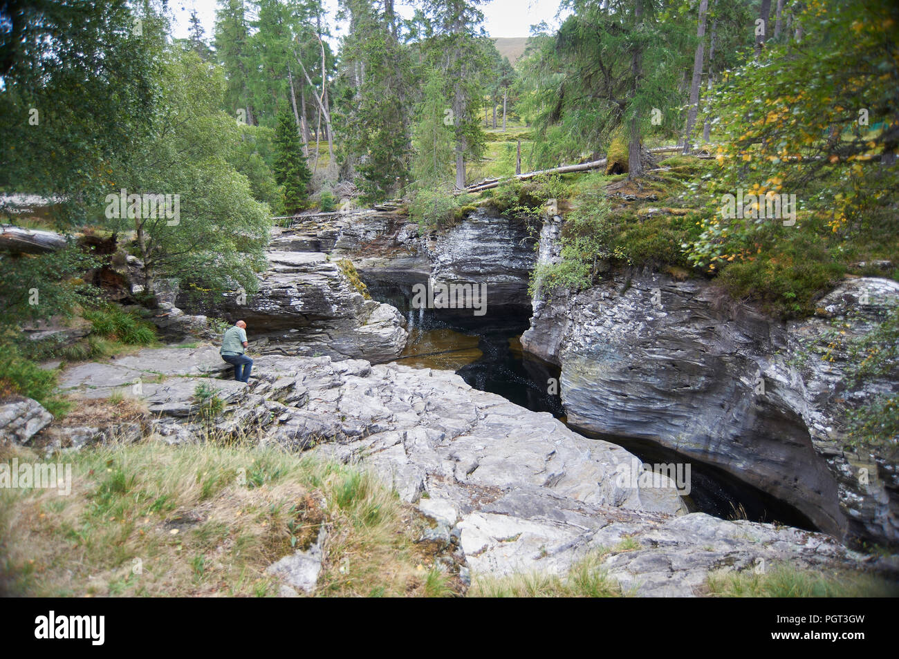 The deep gorge at the Linn of dee, Braemar, The Scottish Highlands, UK ...