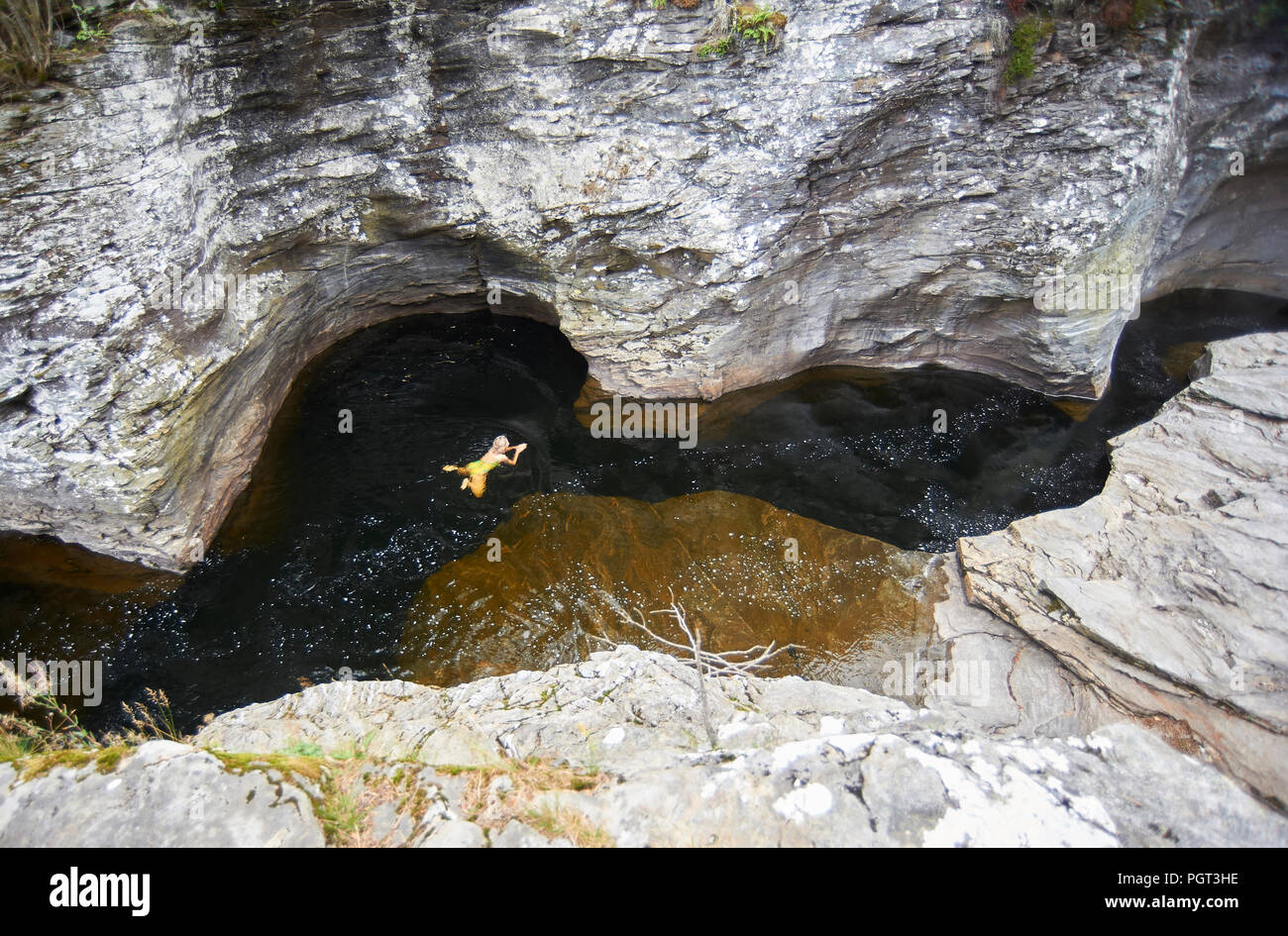 Wild Swimming in the river Dee, The Linn of Dee Gorge and waterfall ...