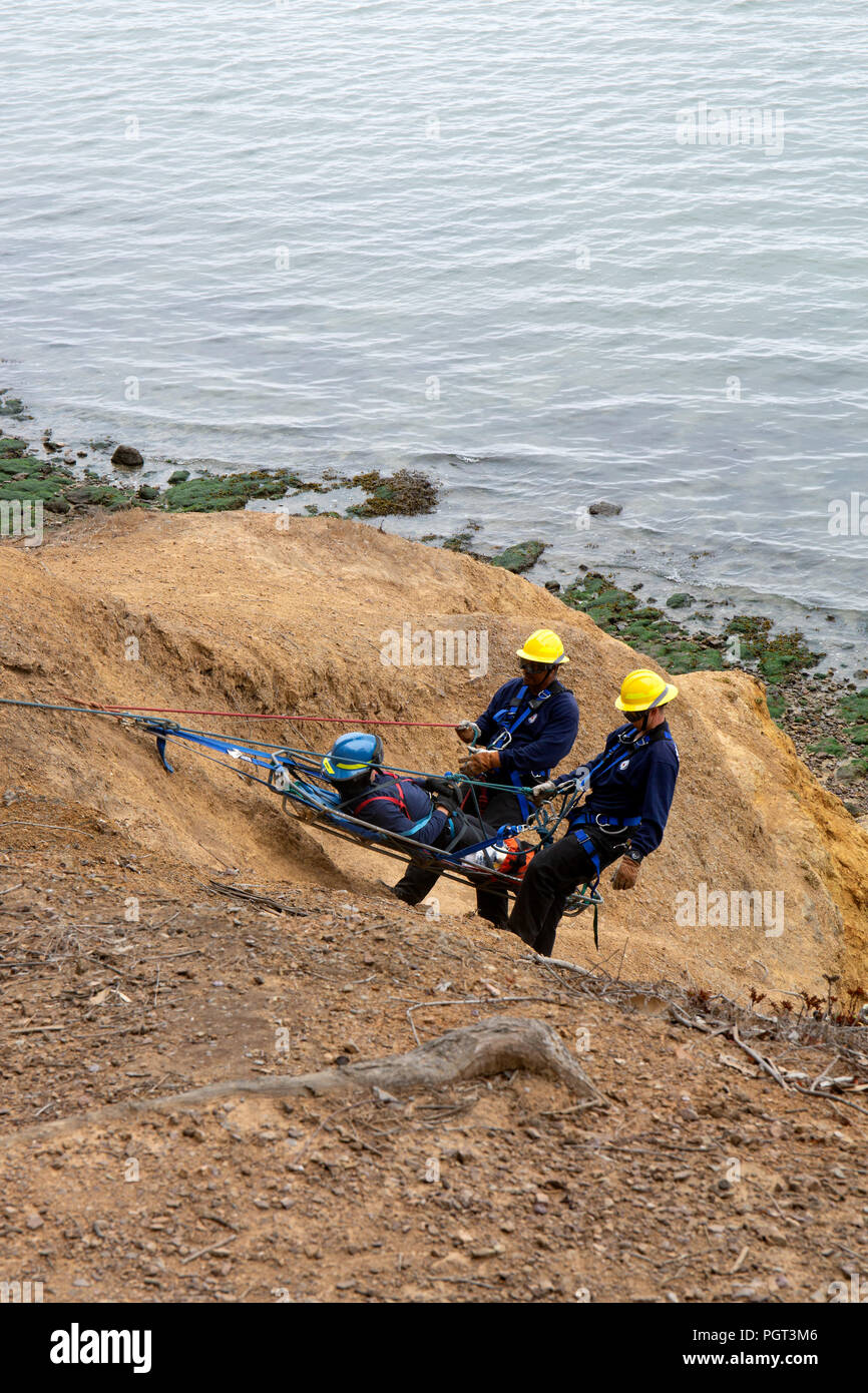 Fire department conducting rescue exercises at San Francisco Bay Stock ...