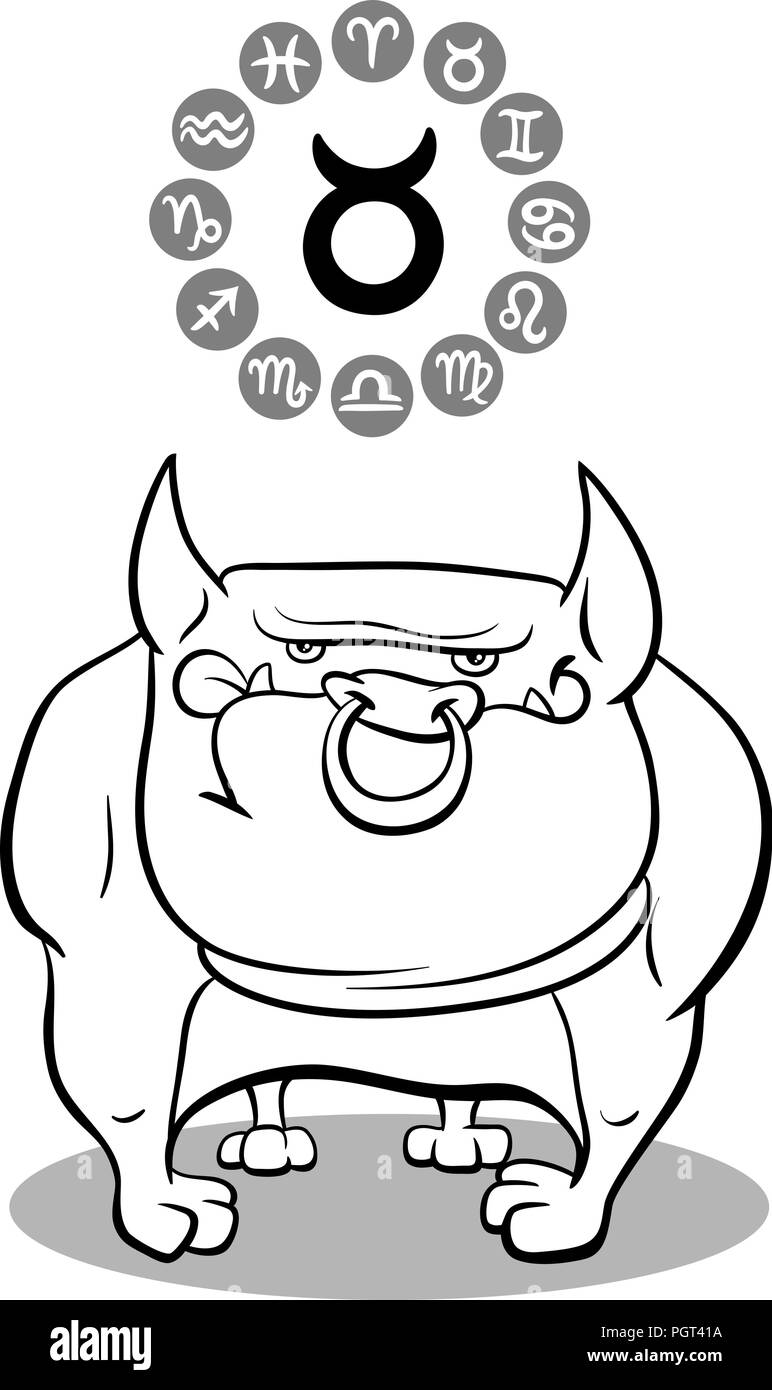 Taurus constellation cartoon illustration Black and White Stock Photos ...