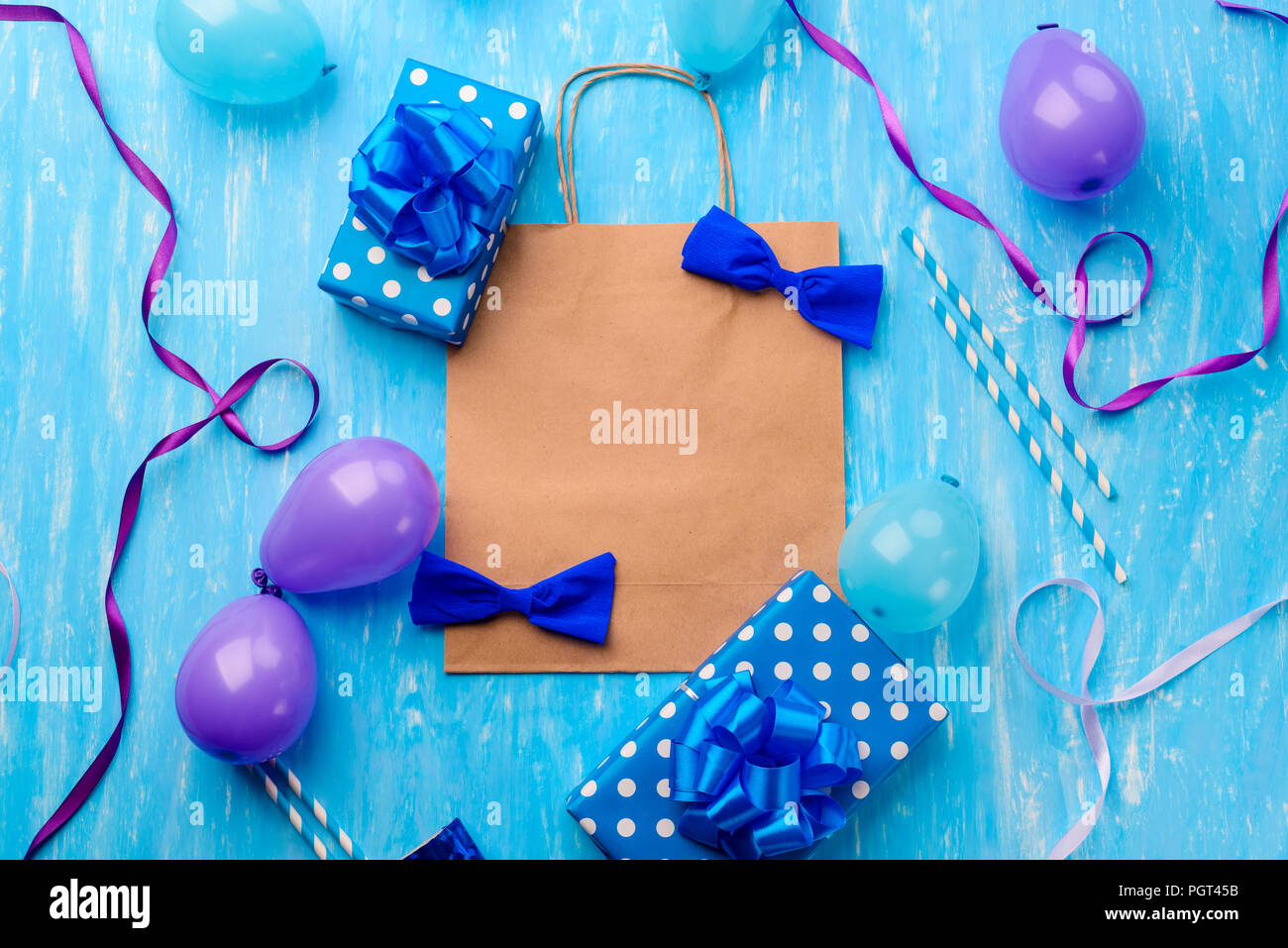 Cute blue horizontal card template Stock Photo - Alamy