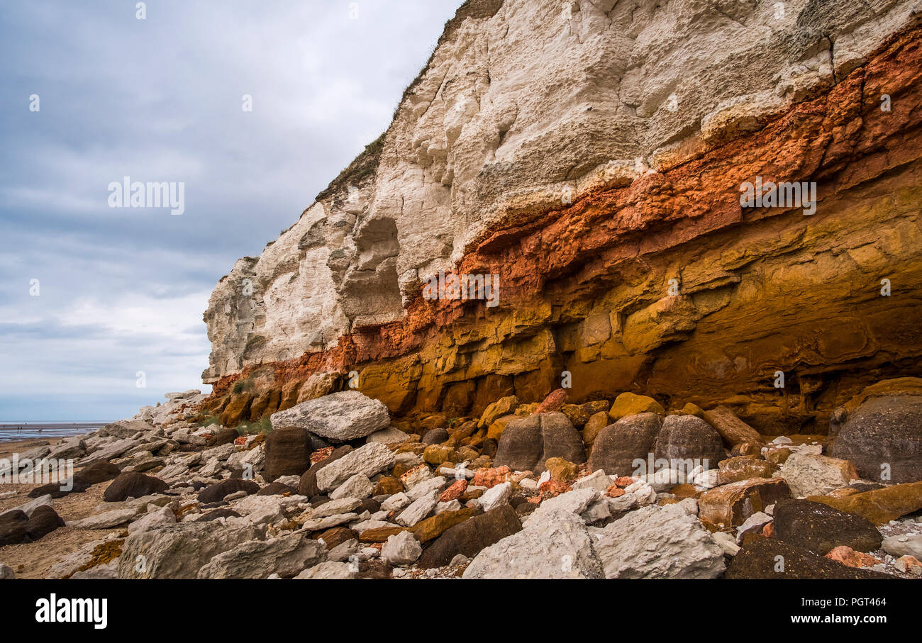 Sedimentary cliffs and rocks at Hunstanton, Norfolk, UK Stock Photo - Alamy