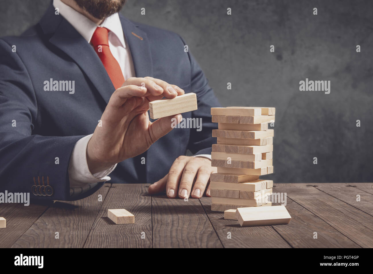 Wooden building block tower hi-res stock photography and images - Alamy