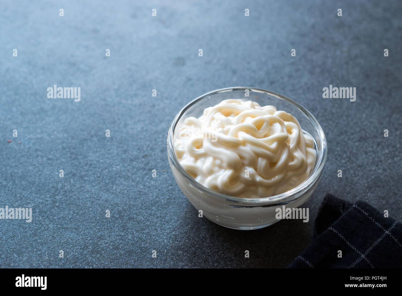 Mayonnaise Sauce in Small Glass Bowl / Mayo. Fast Food Sauce Stock ...