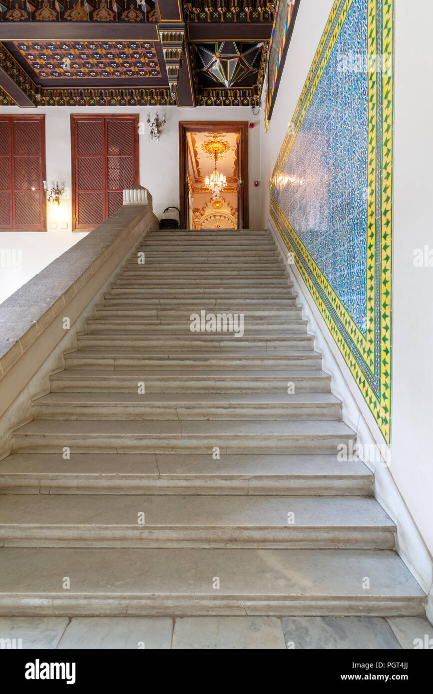 Manial Palace of Prince Mohammed Ali Tawfik. Staircase leading to the ...