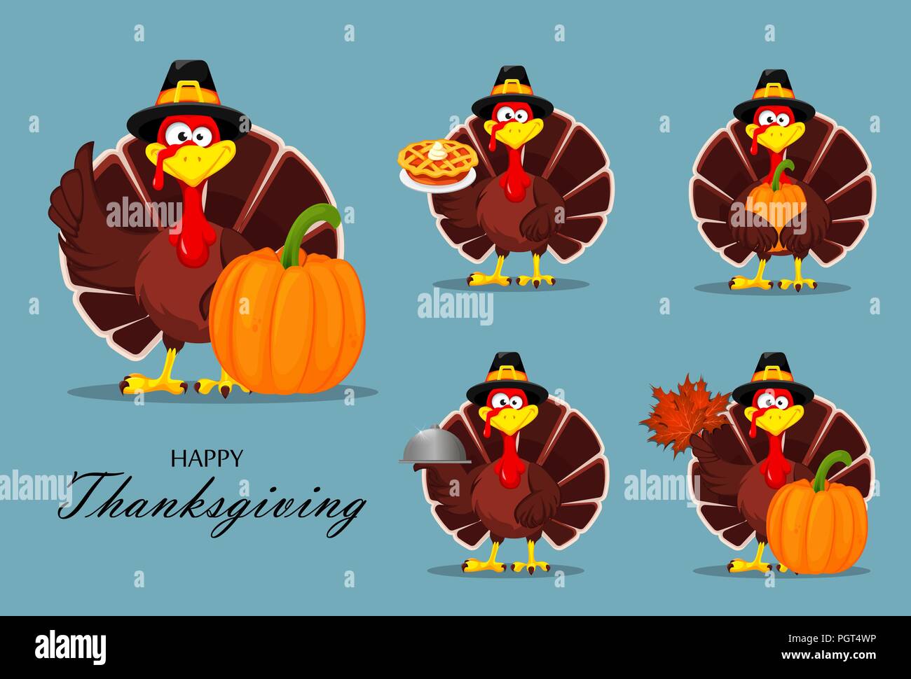Happy Thanksgiving, greeting card, poster or flyer for holiday ...