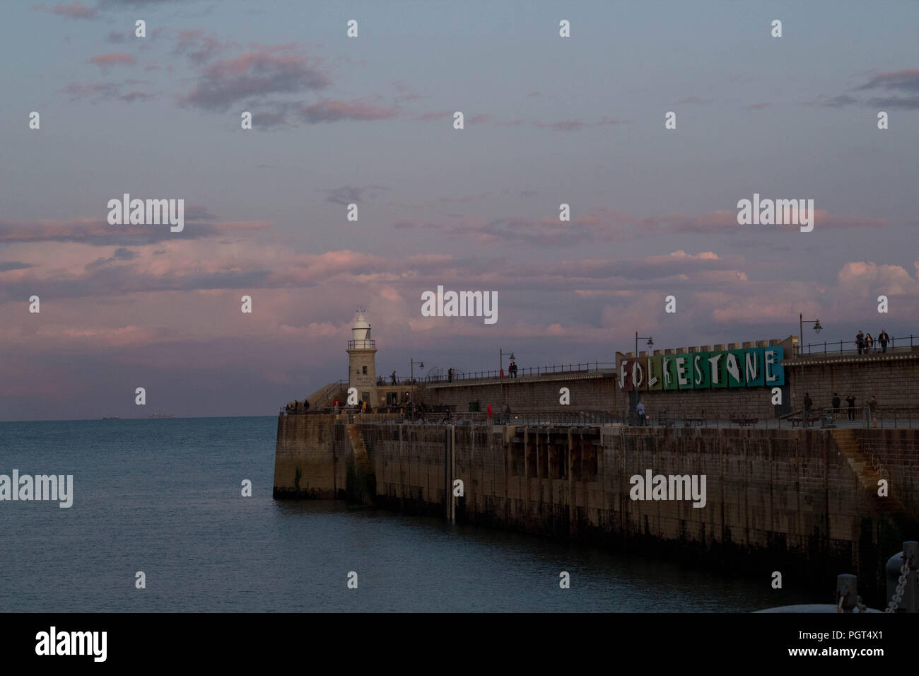 Travel and Tourism - Folkestone Pier near sunset. Kent, UK Stock Photo ...