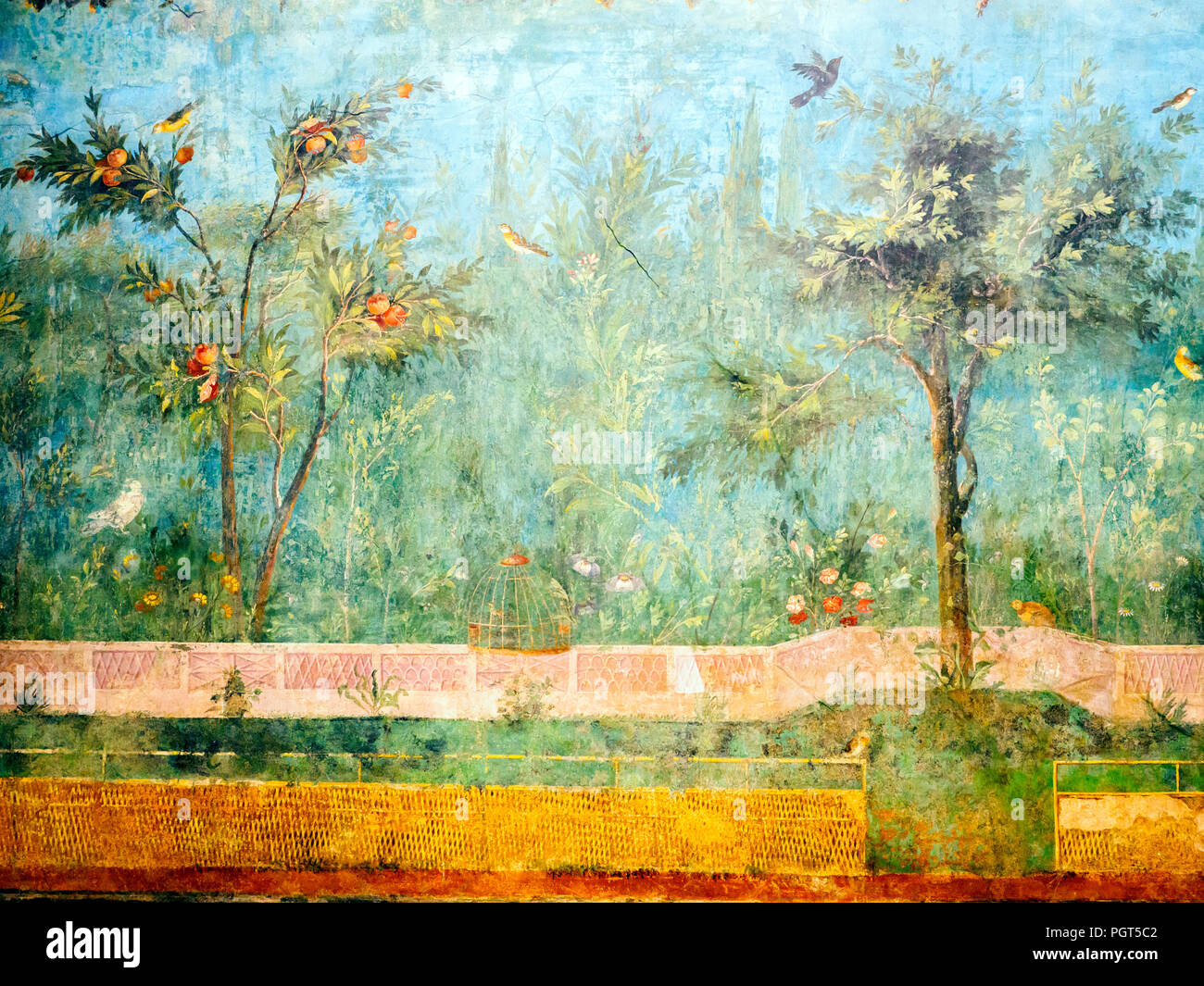 Painted wall fresco of a room in Villa di Livia at Primaporta - The ...