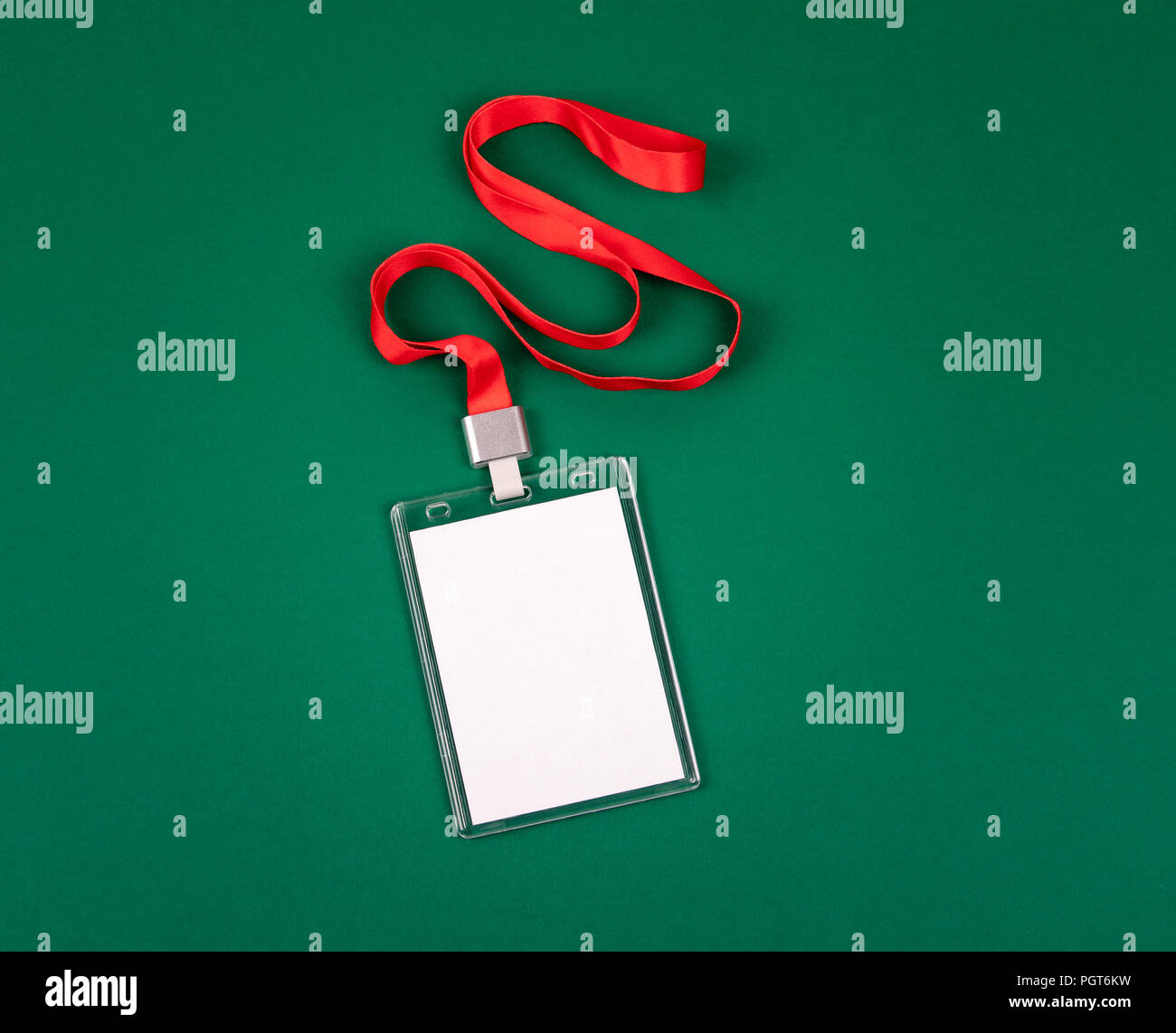 empty staff identity mockup with red lanyard Stock Photo - Alamy