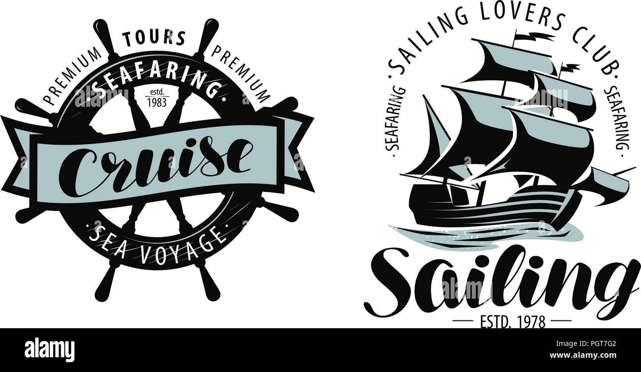 Sailing, cruise logo or label. Marine themes. Vector Stock Vector Image ...