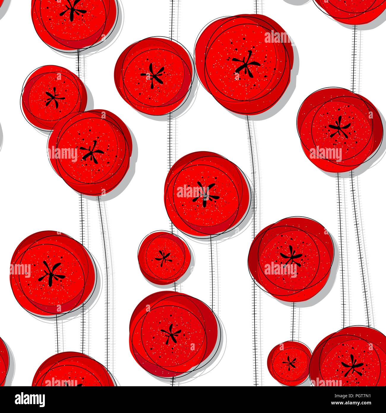 Beautiful red poppies bloom on Stock Vector Images - Alamy