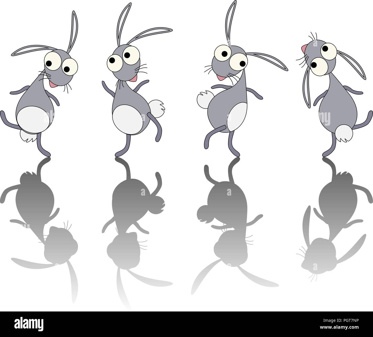 Dancing rabbits cartoon set over white background Stock Vector Image ...