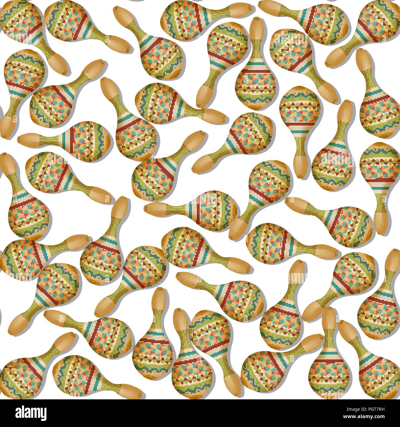 Seamless pattern with maracas instrument on white background Stock ...