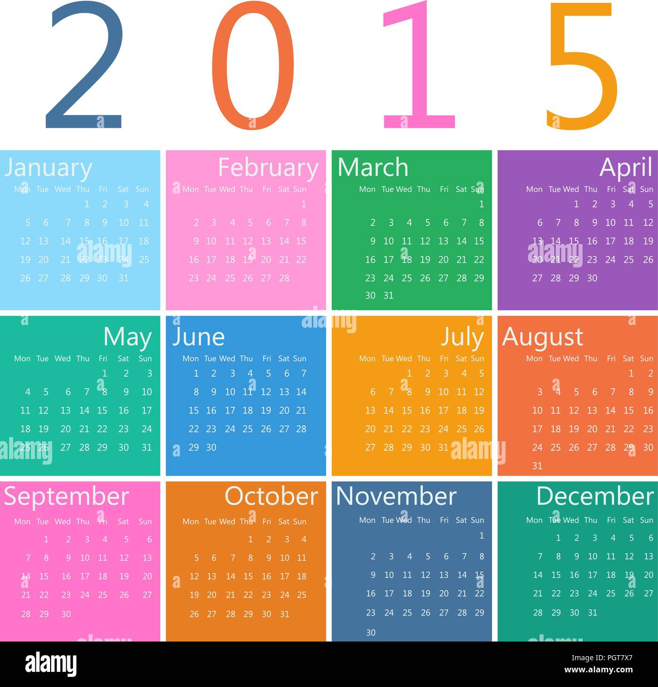 2015 Calendar April Stock Vector Images - Alamy