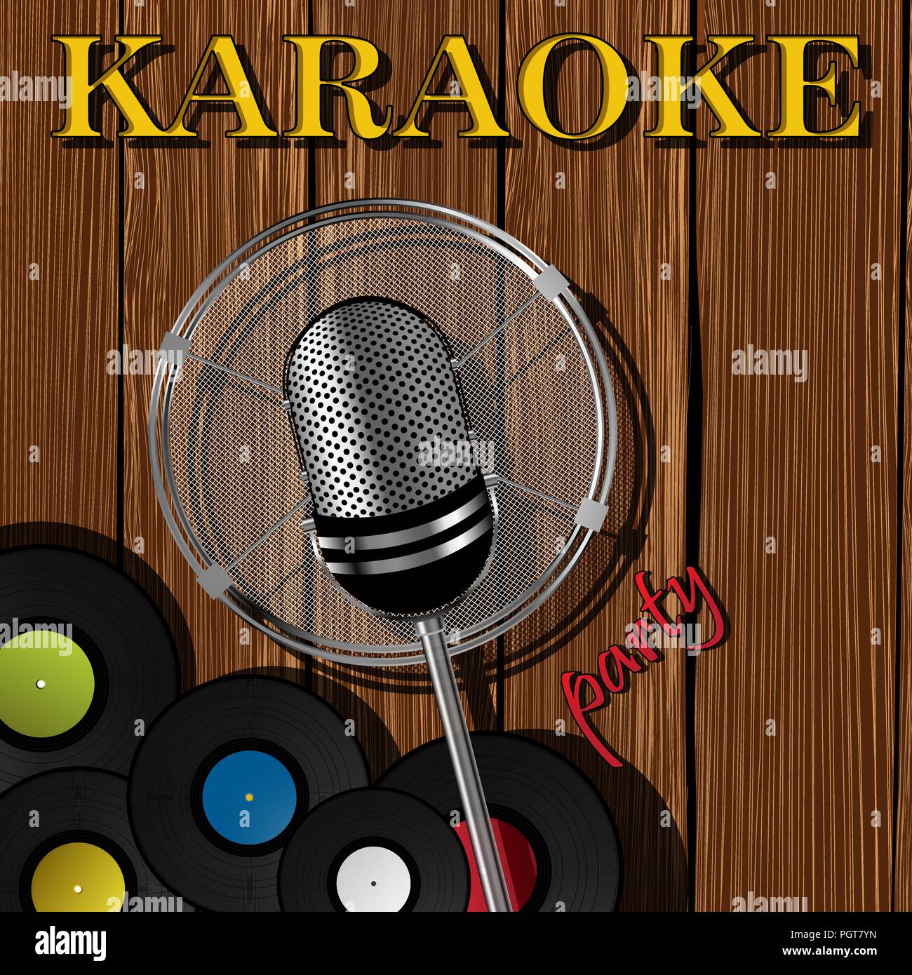 Party card with microphone for karaoke events Stock Vector Image & Art ...