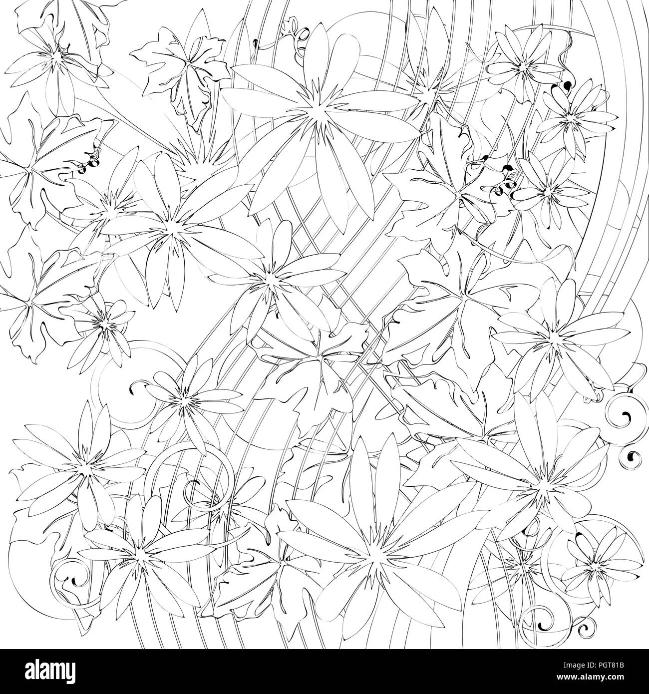 Abstract sketch background illustration with floral motif Stock Vector ...