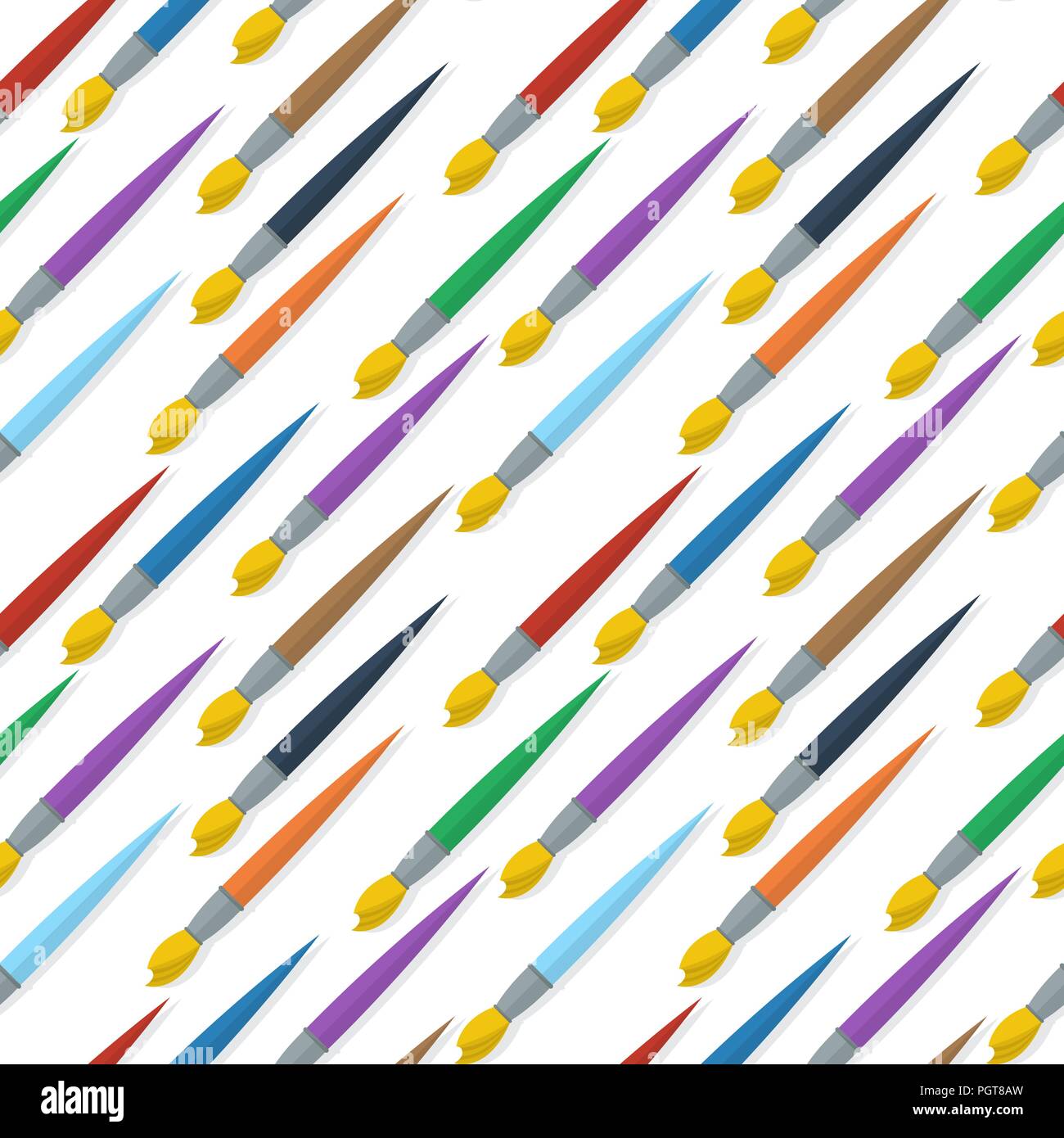 Paintbrushes seamless pattern against white background Stock Vector ...