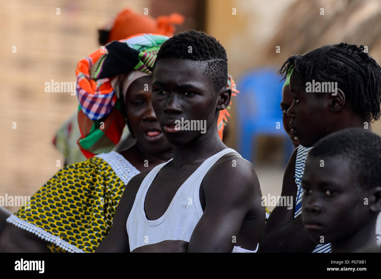 ORANGO ISLAND, GUINEA BISSAU - MAY 3, 2017: Unidentified local people ...