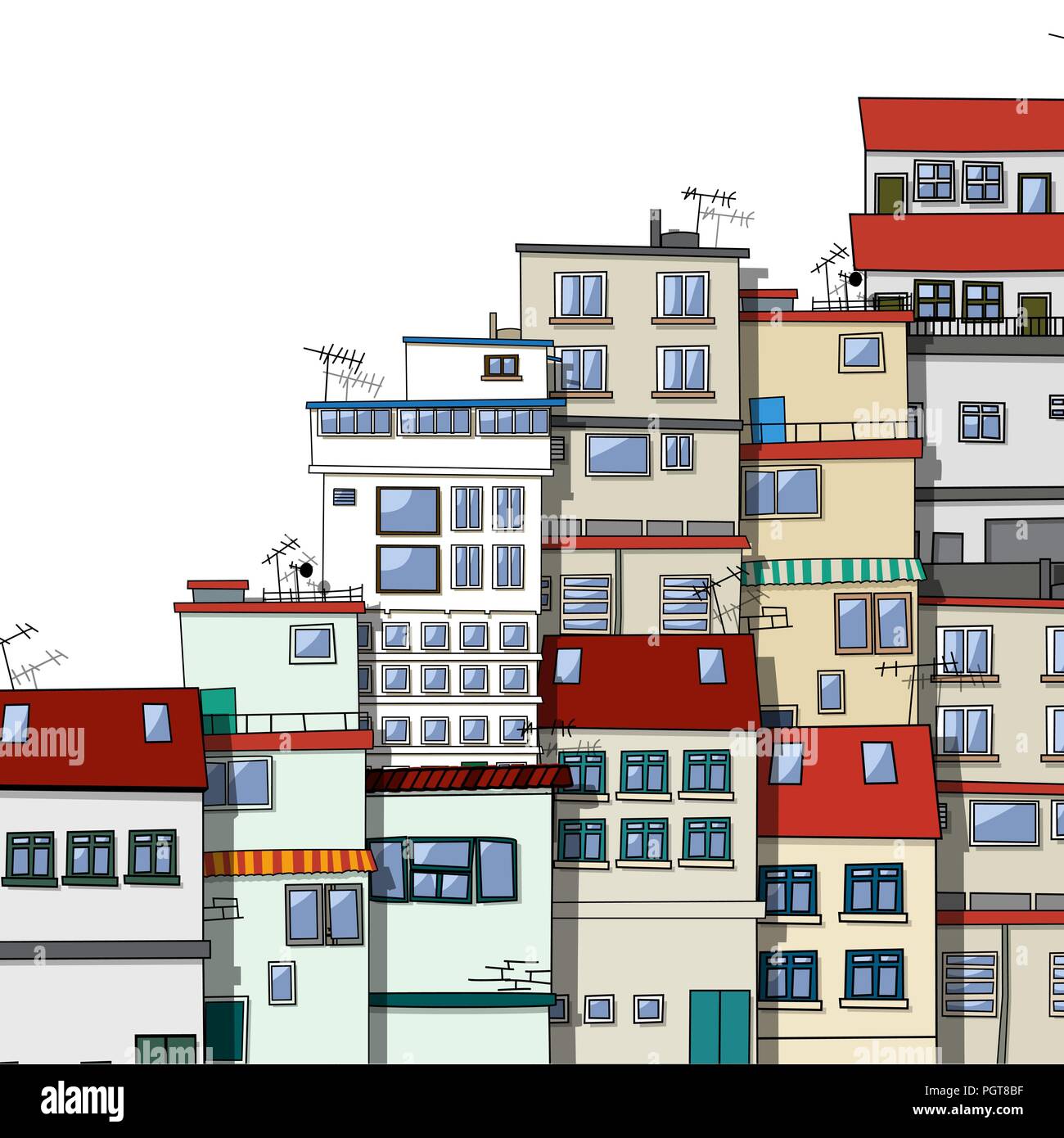 Old houses village cartoon over white background Stock Vector Image ...