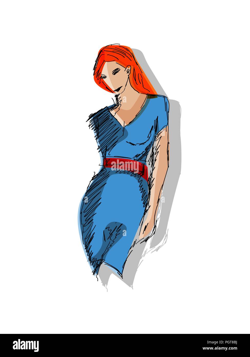 Woman blue hand art Stock Vector Images - Alamy