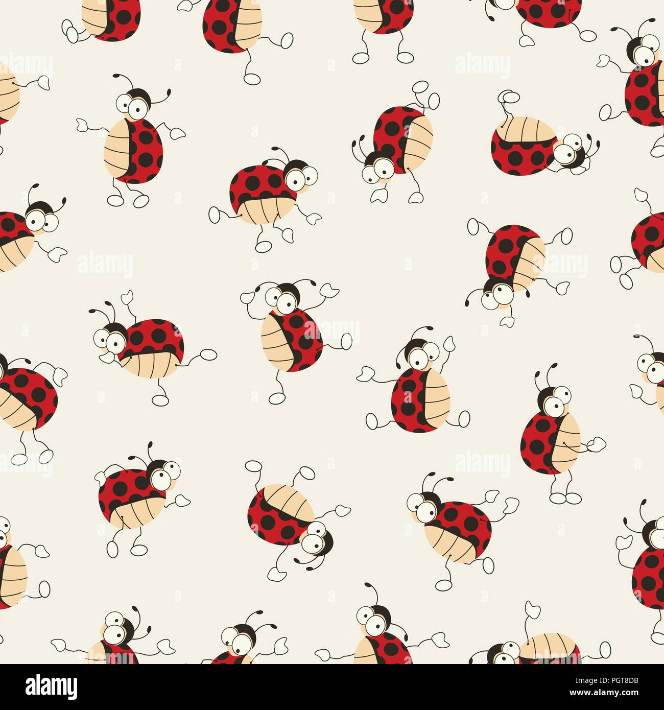 Ladybugs cartoon charaters dancing, seamless pattern Stock Vector Image ...