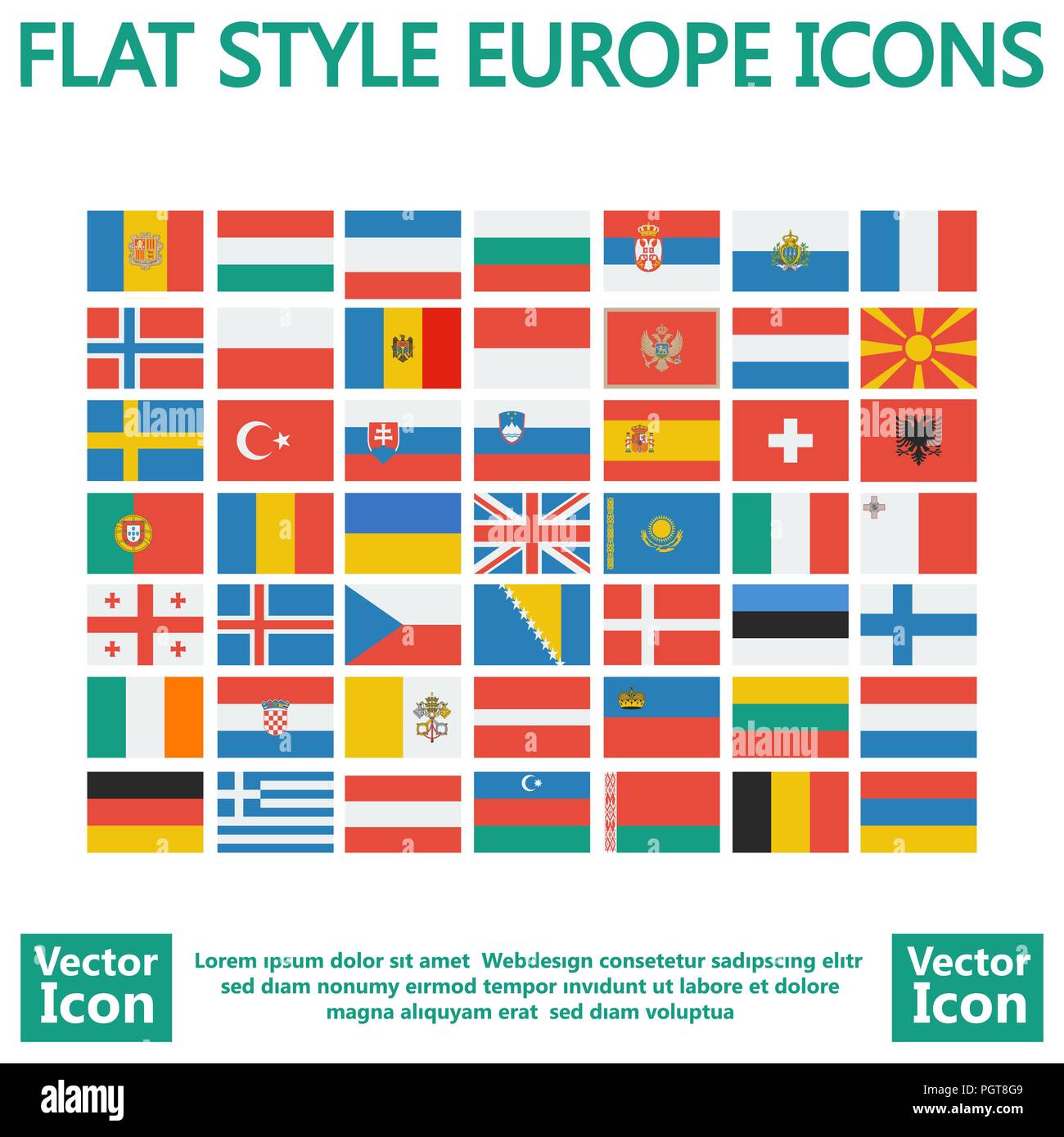 Flat style icons with Europe flag collection Stock Vector Image & Art ...