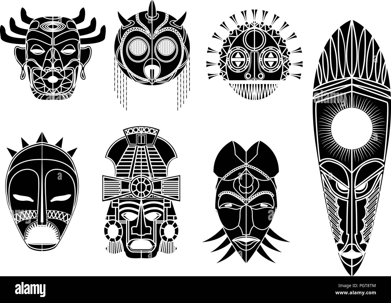 Tribal masks Stock Vector Images - Alamy