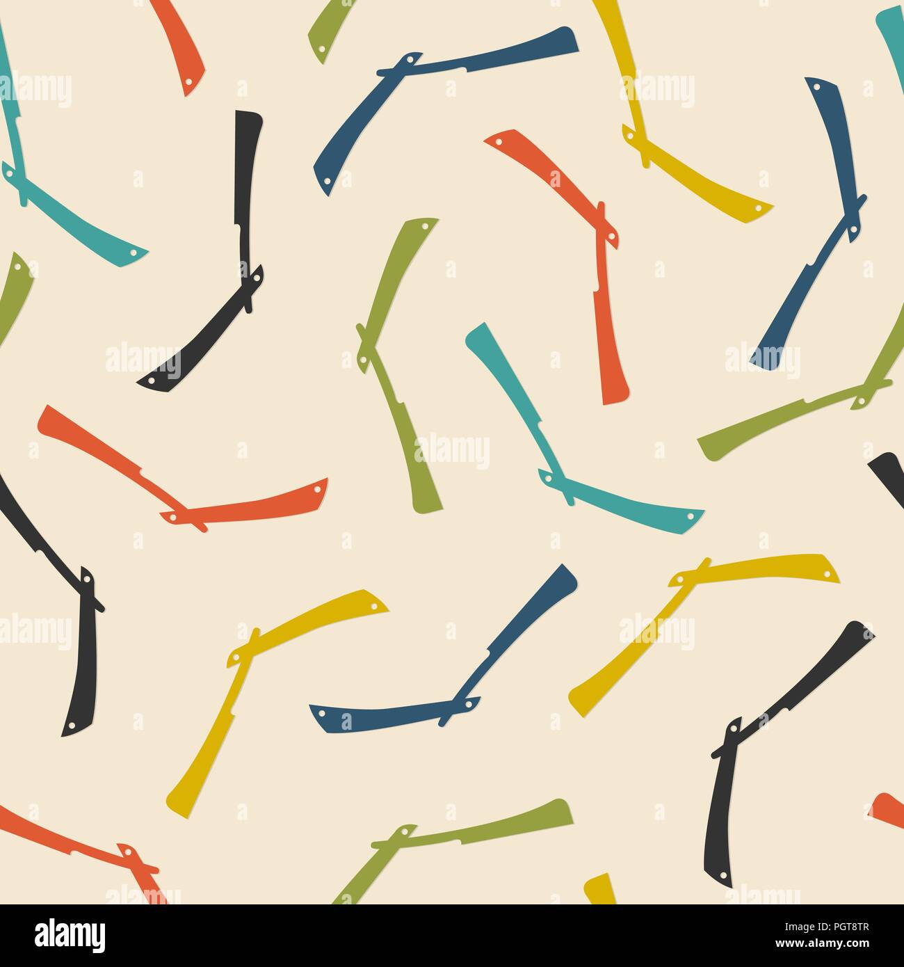 Vintage pattern design with colored razor blades silhouettes Stock ...