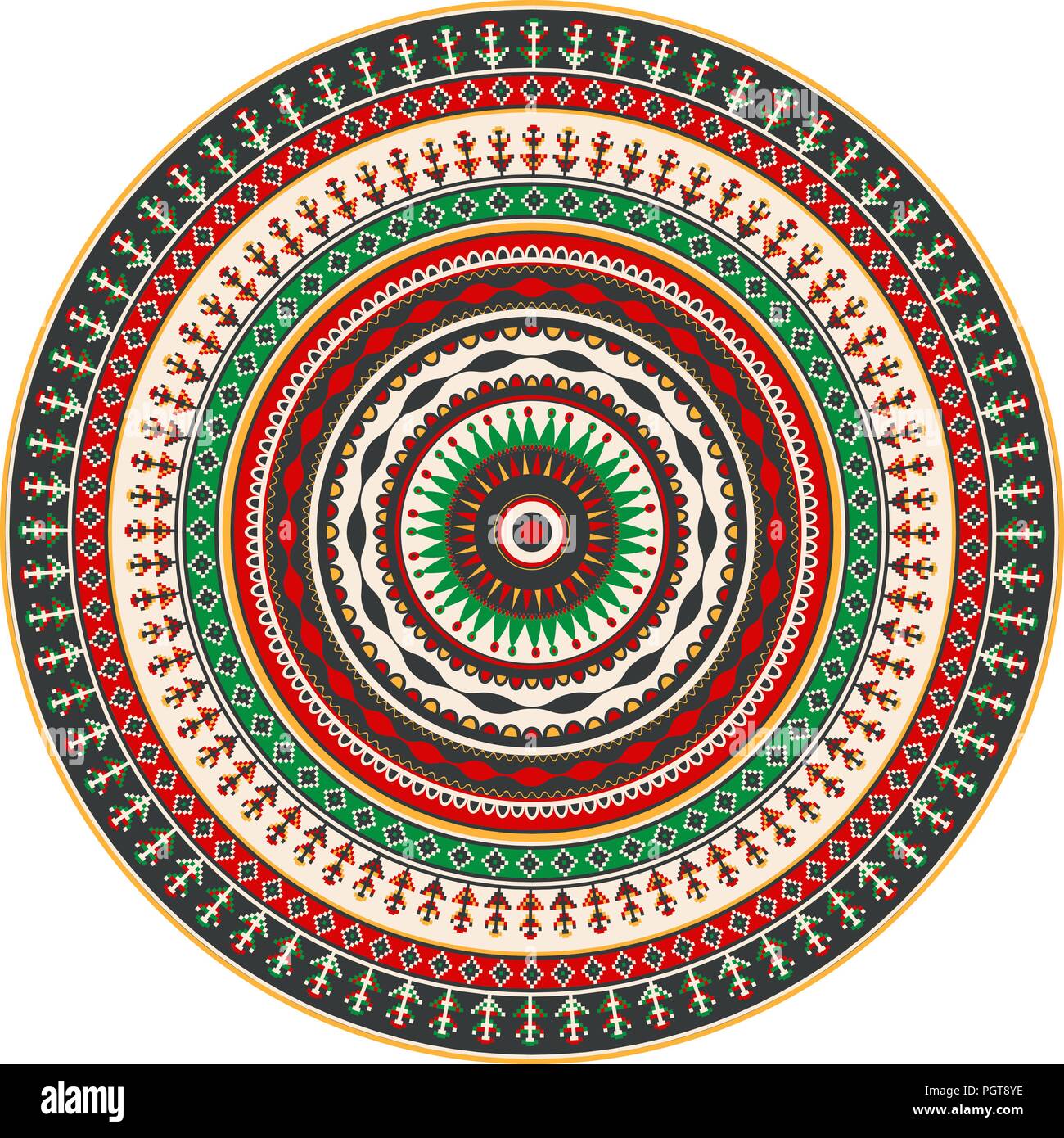 Traditional Romanian round decorative element, vector template Stock ...