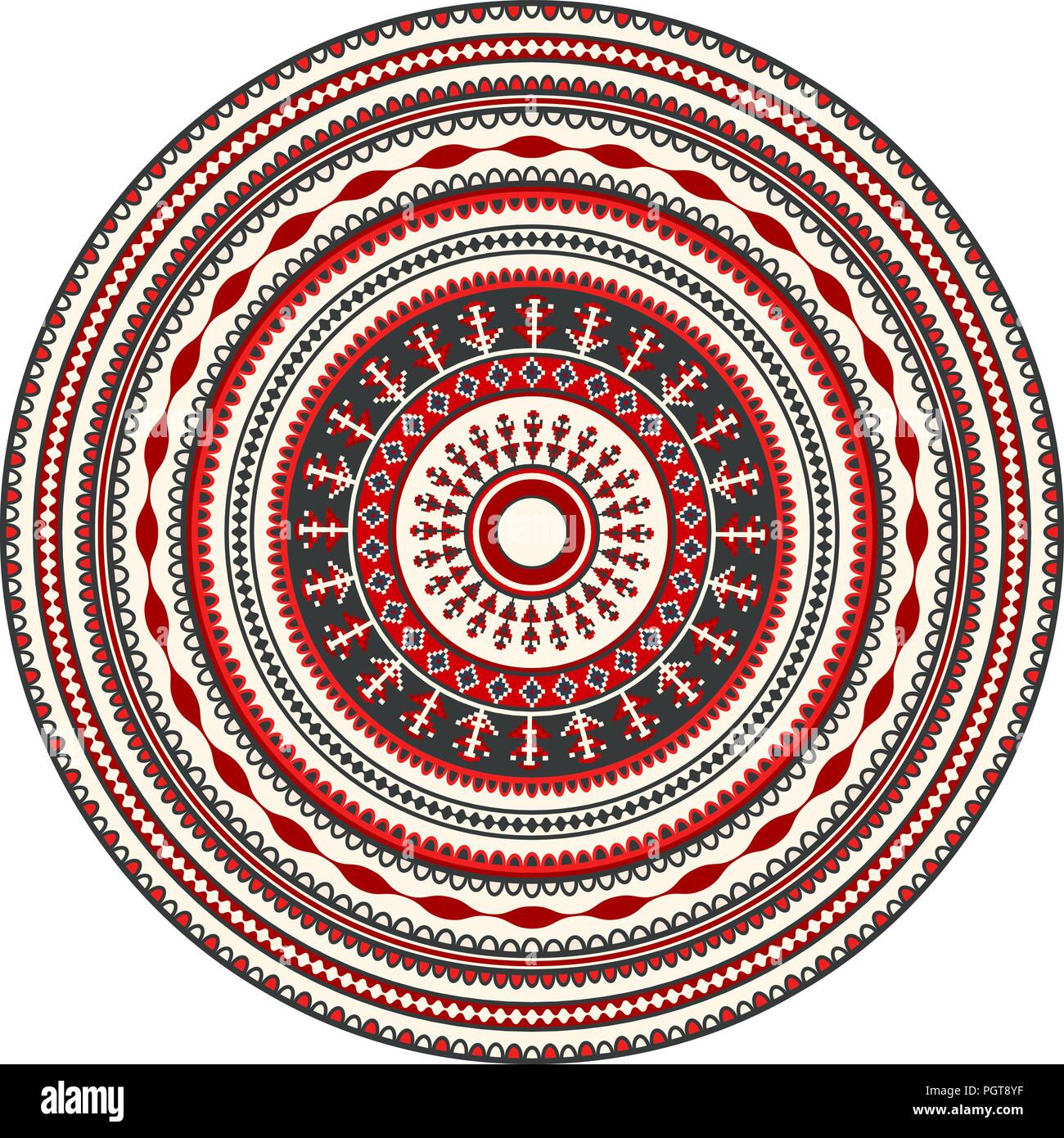 Traditional Romanian round decorative element, vector template Stock ...