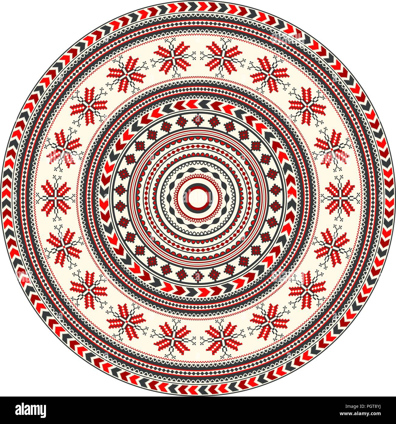 Traditional Romanian round decorative element, vector template Stock ...