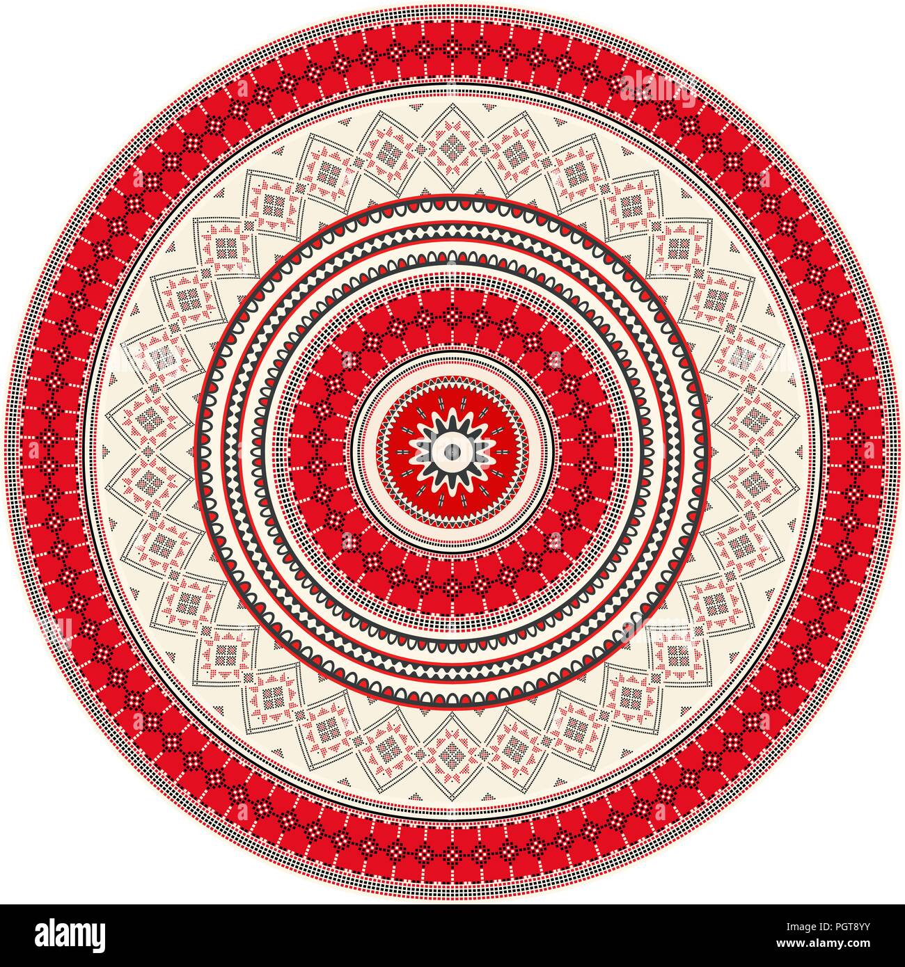 Traditional Romanian round decorative element, vector template Stock ...