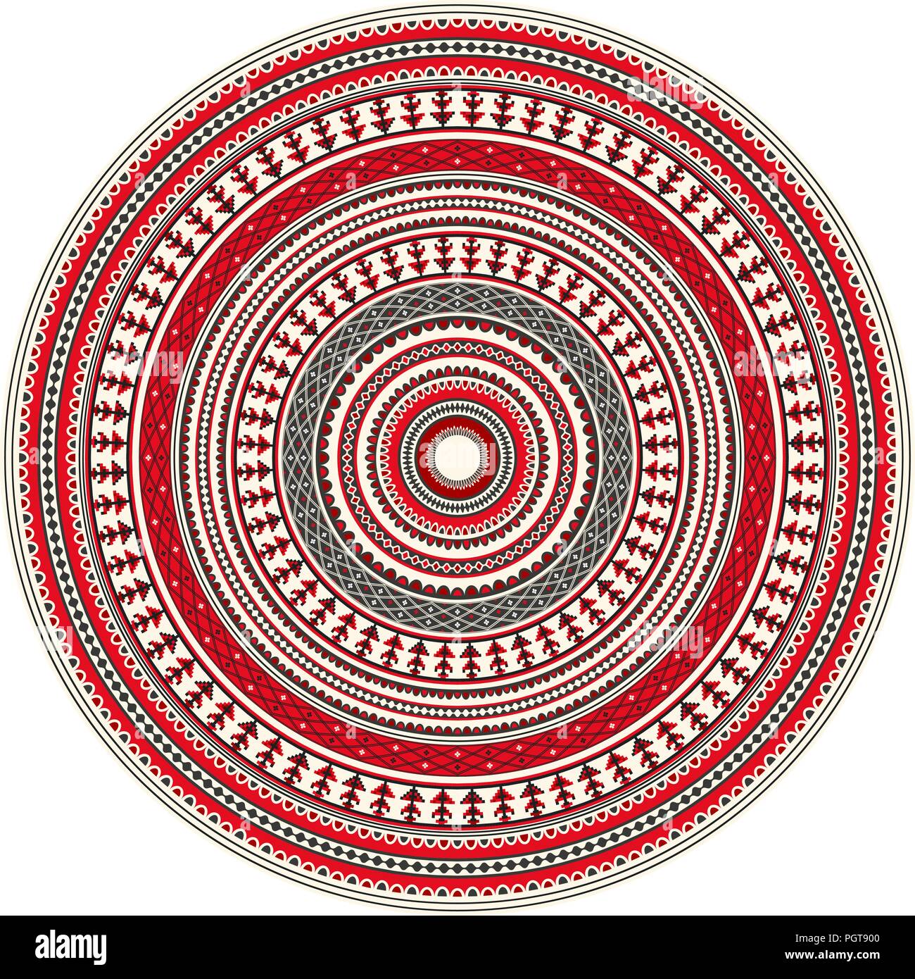 Traditional Romanian round decorative element, vector template Stock ...