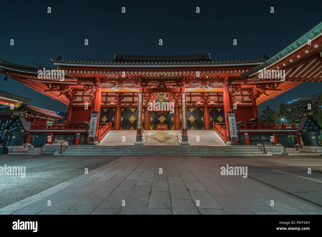 Taito Ward, Tokyo - August 2, 2018 : No people night view of Honden ...