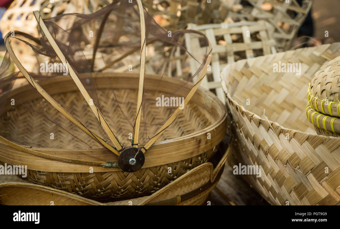 traditional bamboo basket pack in market in indonesia Stock Photo - Alamy