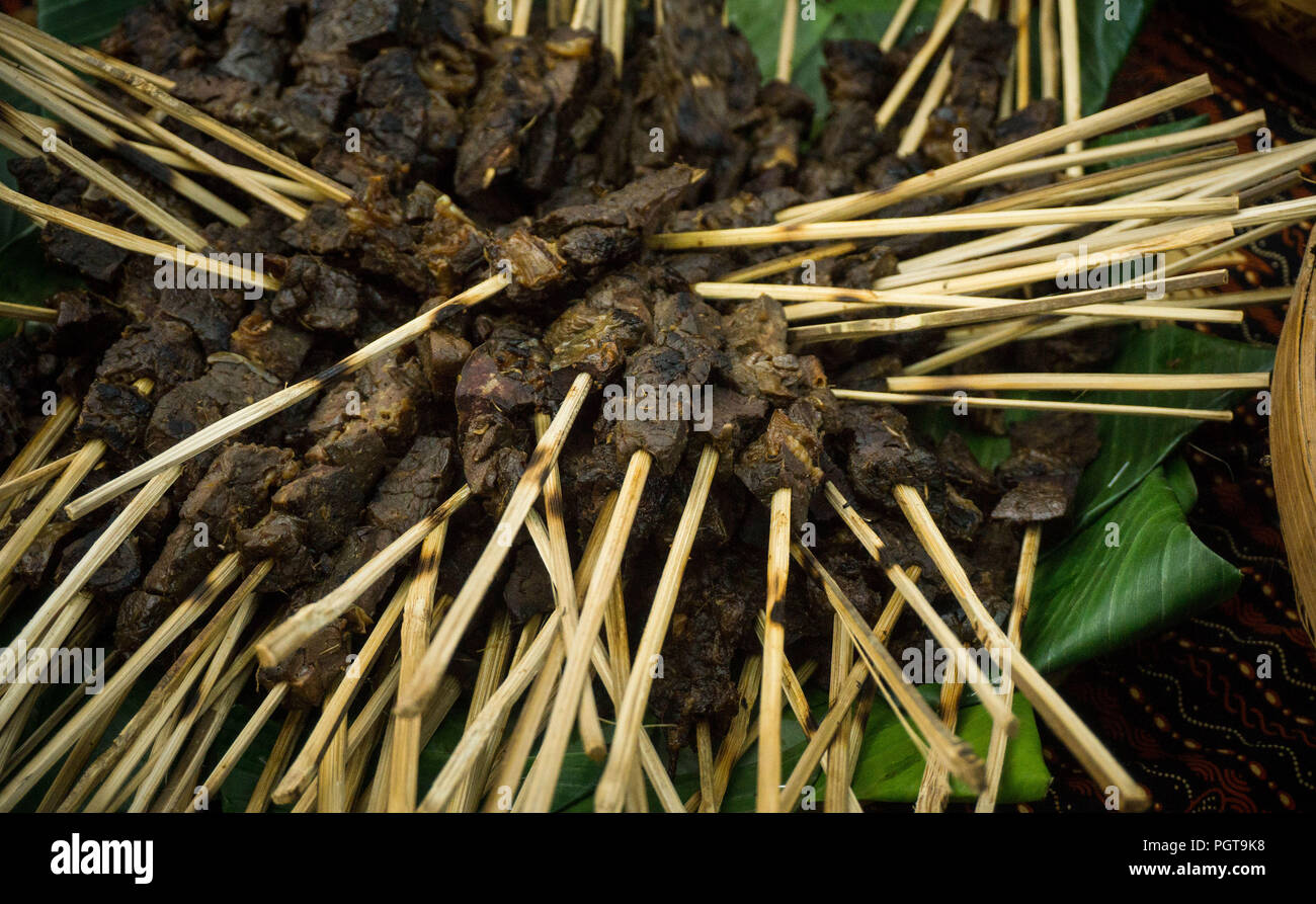 sate ati or liver indonesian traditional skewer or sate of beef belly ...