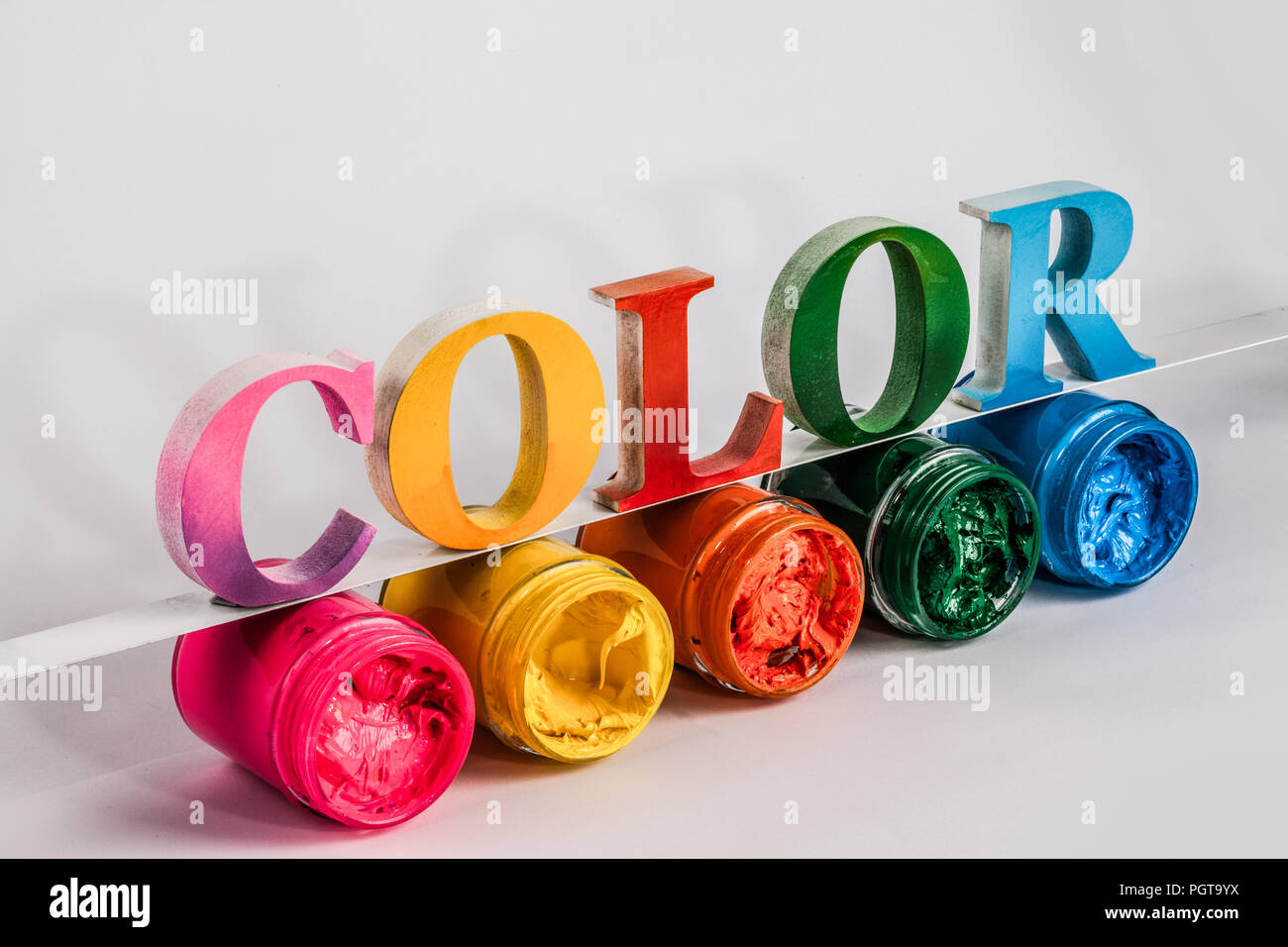 the colorful word color put on screen printing ink glass bottles in ...