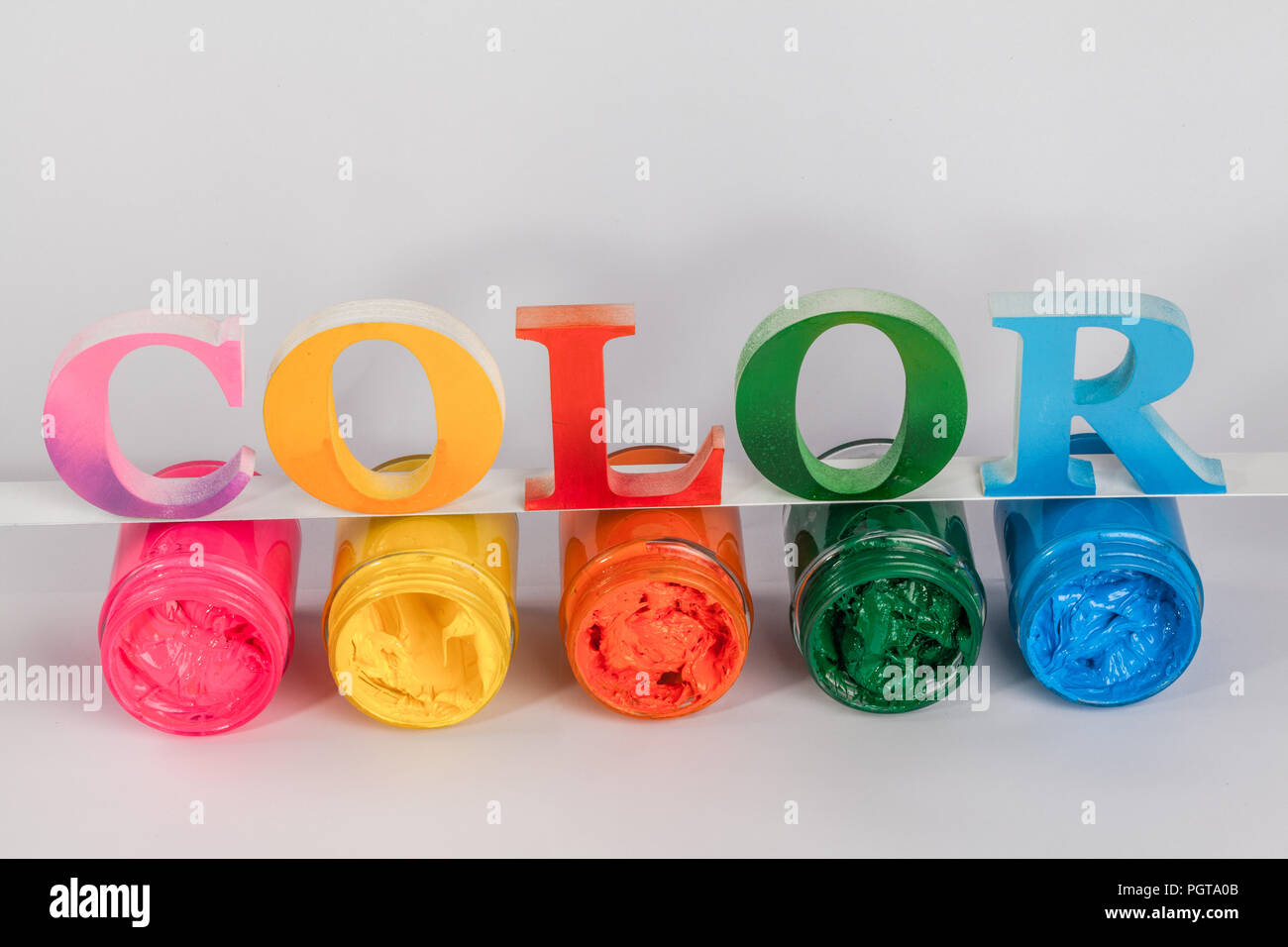 the colorful word color put on screen printing ink glass bottles in ...