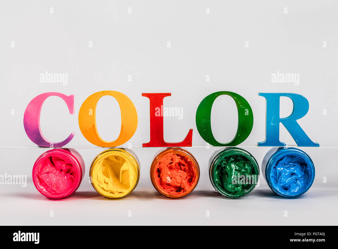 the colorful word color put on screen printing ink glass bottles in ...