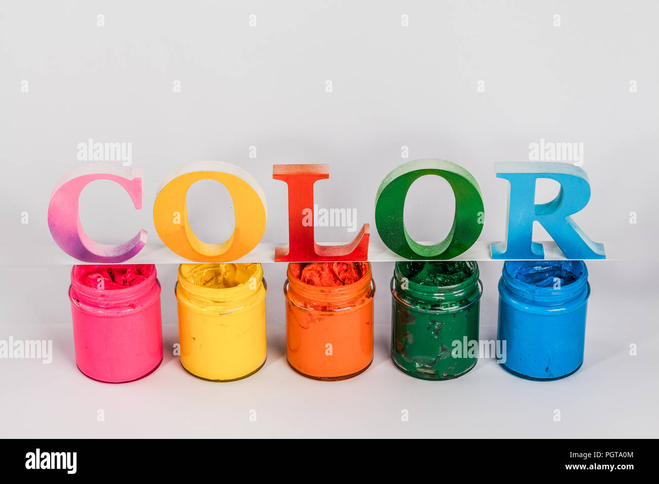 the colorful word color put on screen printing ink glass bottles in ...