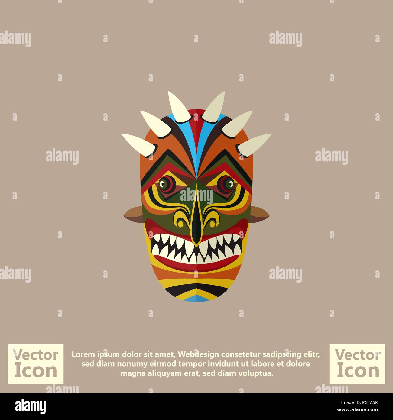 Flat style icon with tribal mask symbol Stock Vector Image & Art - Alamy
