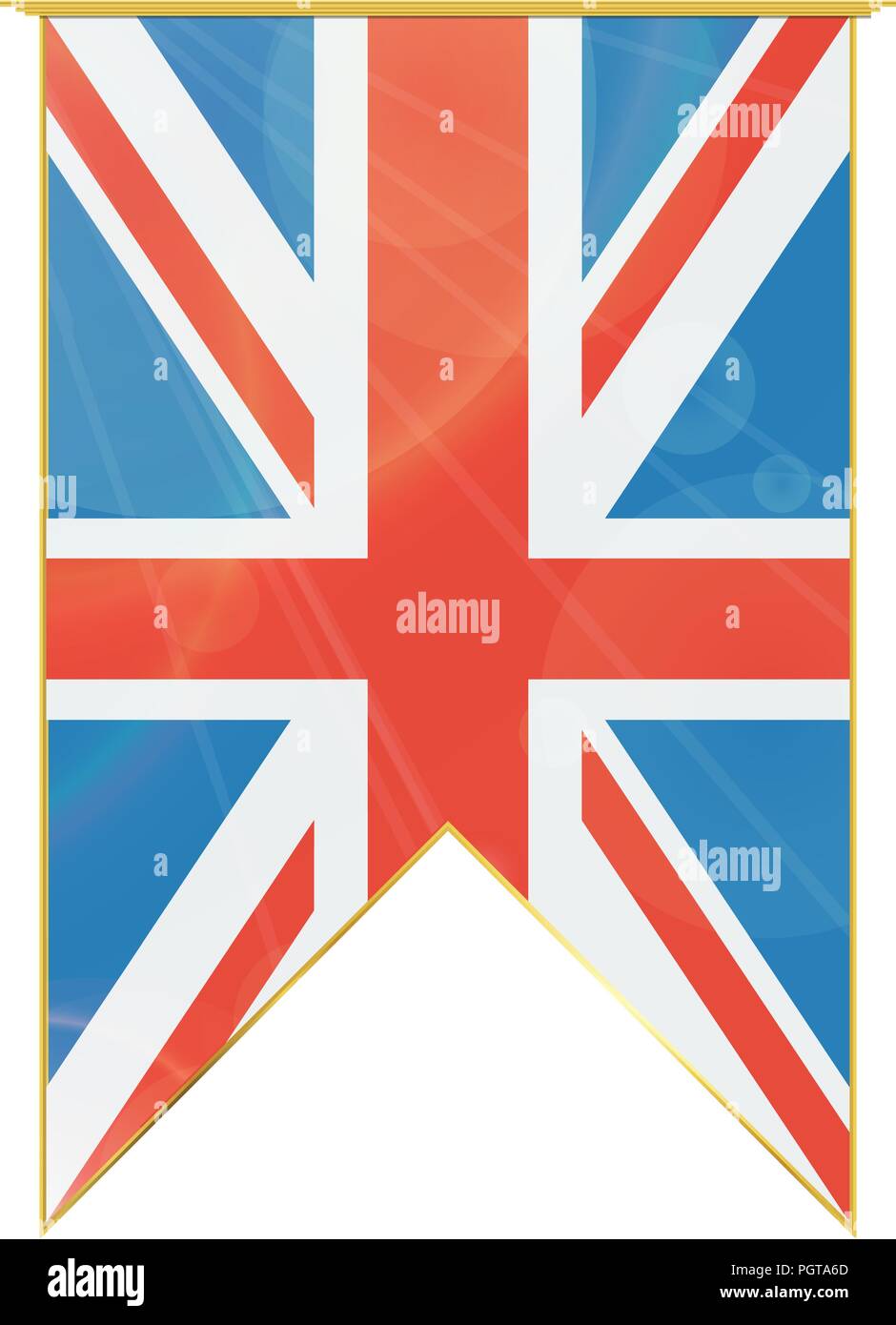 Luxury vertical ribbon with Great Britain flag frammed in gold Stock ...