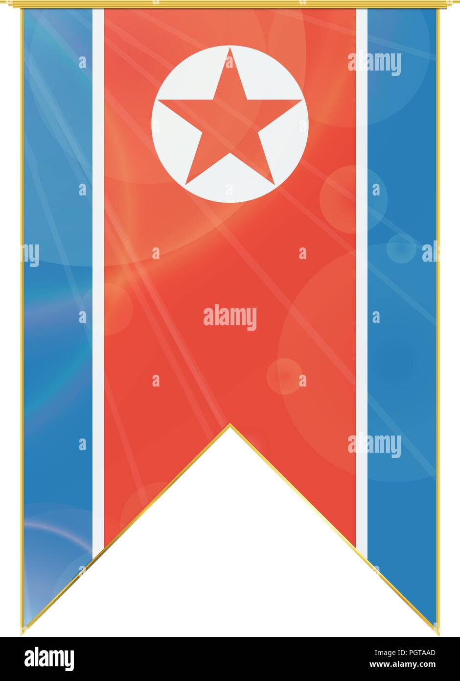 Luxury vertical ribbon with North Korea flag framed in gold Stock ...