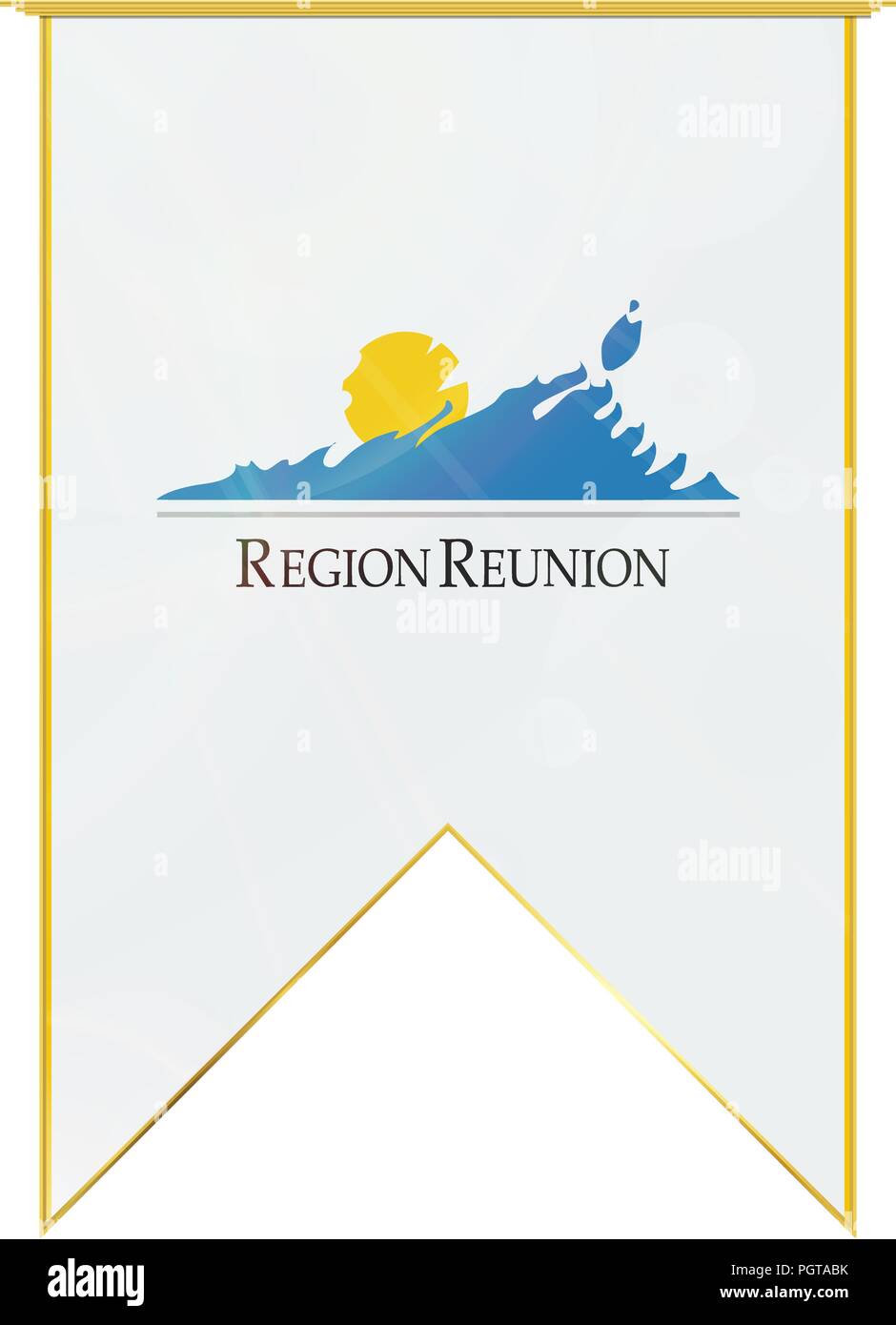 Luxury vertical ribbon with Region Reunion flag framed in gold Stock ...
