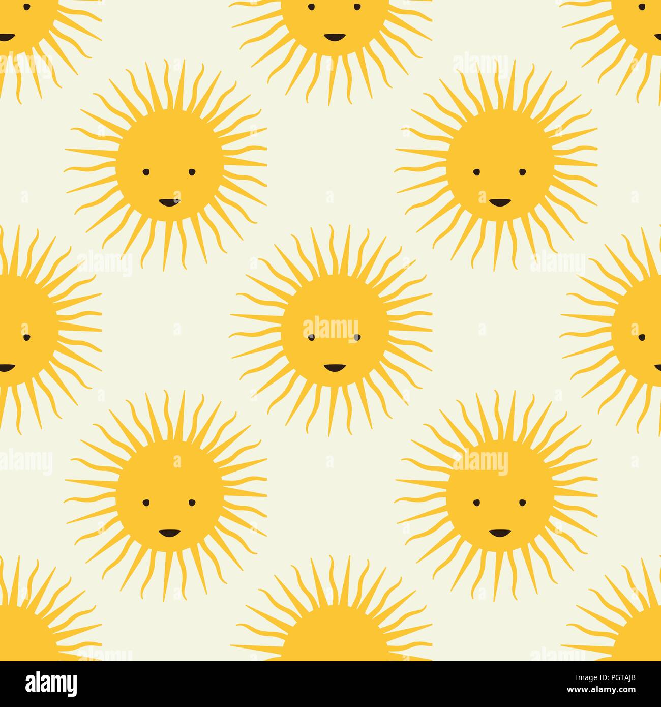 Childish seamless pattern design with smiling sun icons Stock Vector ...