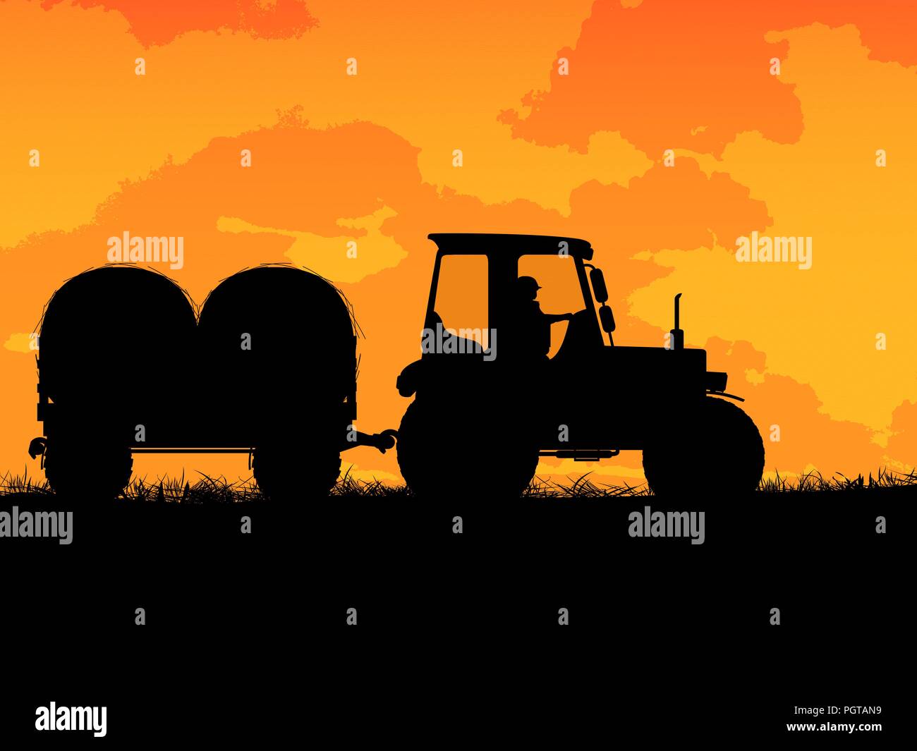 Tractor on grass field Stock Vector Images - Alamy