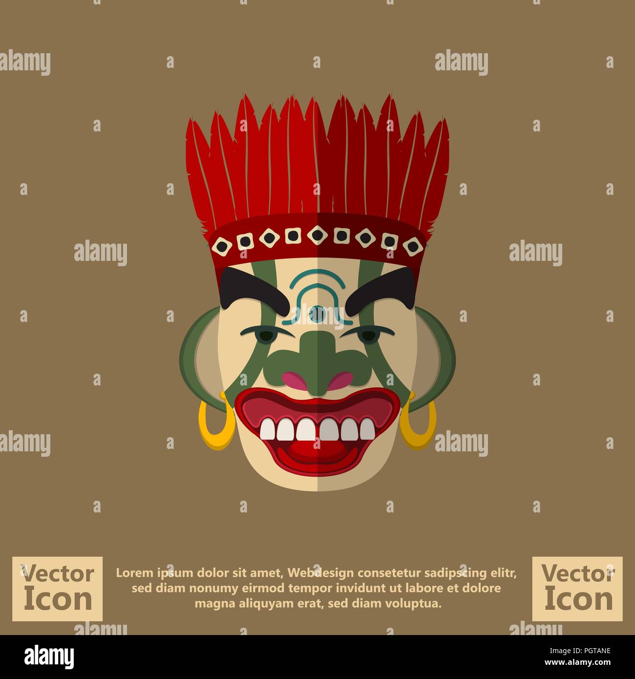 Flat style icon with tribal mask symbol Stock Vector Image & Art - Alamy