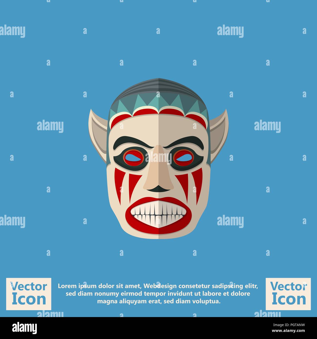 Flat style icon with tribal mask symbol Stock Vector Image & Art - Alamy
