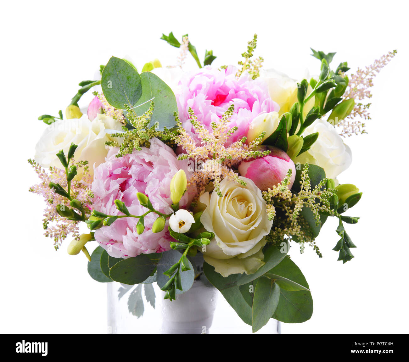 Composition with bouquet of freshly cut flowers Stock Photo - Alamy